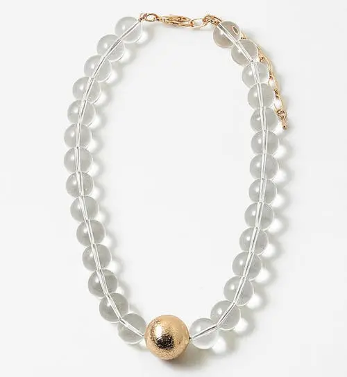 ERIN MCDERMOTT JEWELRY Lucite And Gold Ball Necklace - Clear