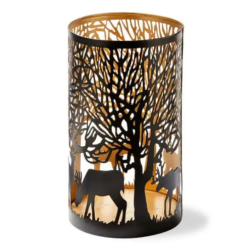 TAG Forest Luminary Iron Pillar Candle Holders Elegant Decor - Black