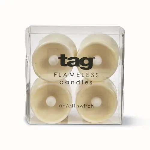 TAG Set Of 4 Ivory Led Votive Candles Flameless Tealights - Beige