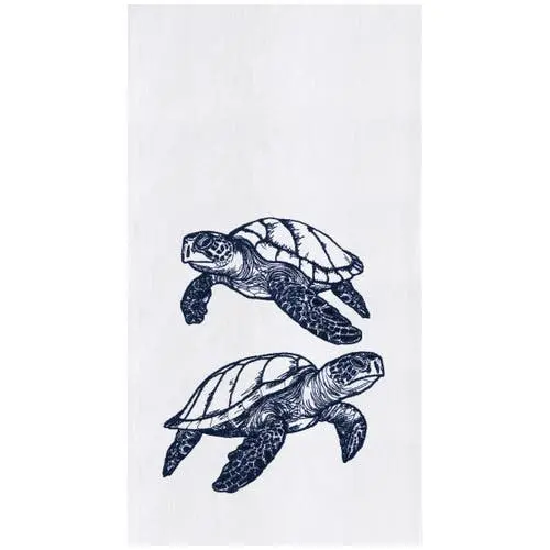 C&F HOME Sea Turtles Kitchen And Bathroom Embroidered Hand Towel - Blue