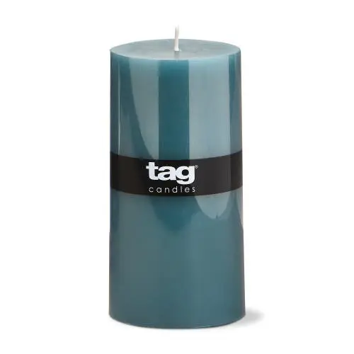 TAG Color Studio Teal Pillar Candle Smokeless Paraffin Wax 85h - Blue