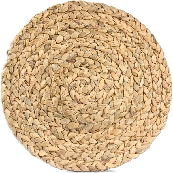 TAG Braided Water Hyacinth Round Placemat Natural Wipe Clean - Beige