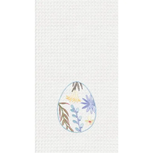 C&F HOME Floral & Vine Easter Egg Kitchen And Bathroom Embroidered Waffle Hand Towel - Blue