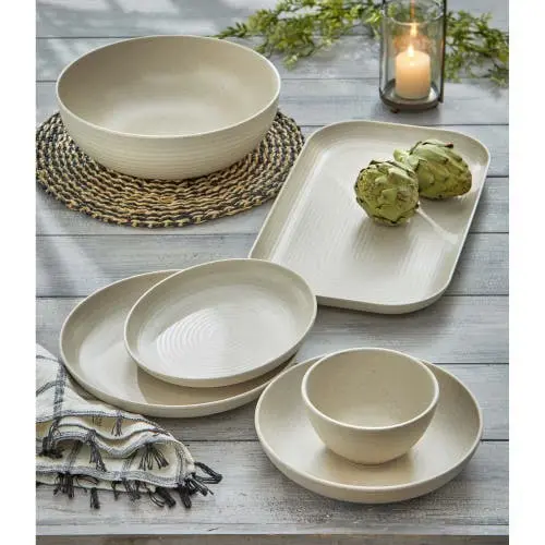 TAG Cream Brooklyn Melamine Plastic Dinnerware Bowl Dishwasher Safe