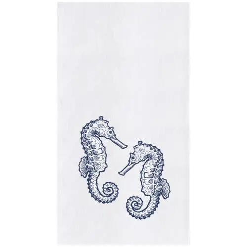 C&F HOME Seahorses Kitchen And Bathroom Embroidered Hand Towel - Blue