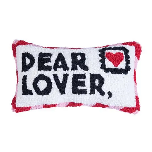 C&F HOME Dear Lover St. Valentines Letter Typography Hooked Throw Pillow - Black