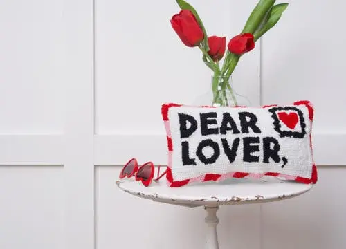 C&F HOME Dear Lover" Love Letter Valentine's Day Hooked Mini Accent Pillow 8" X 14