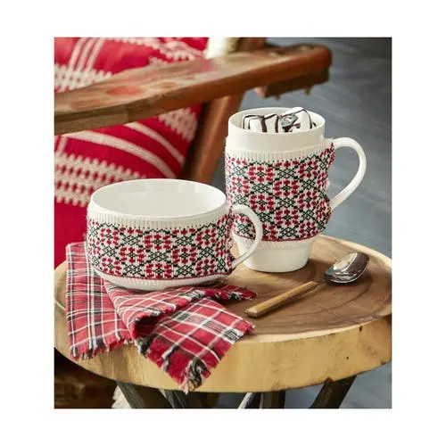 TAG Winter Sketches Flower Sweater Mug Red Blue Bone China