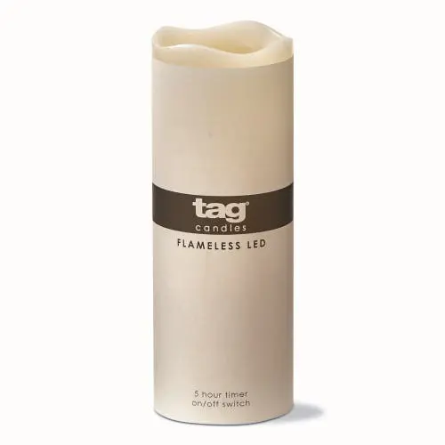TAG Light Up Led Pillar Candle With Timer Flameless Decor - Beige