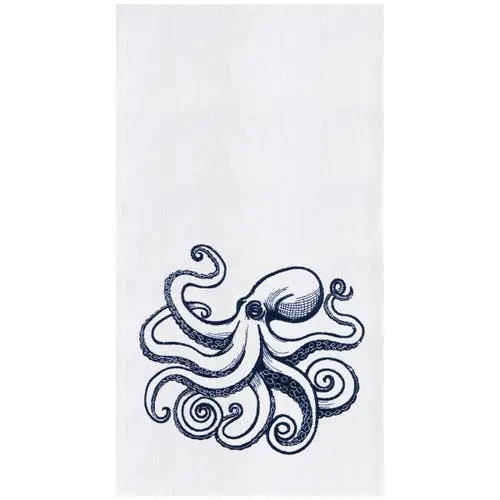 C&F HOME Octopus Kitchen And Bathroom Embroidered Hand Towel - Blue
