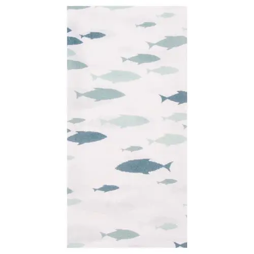 C&F HOME School Of Fish Kitchen And Bathroom Graphic Print Hand Towel - Blue