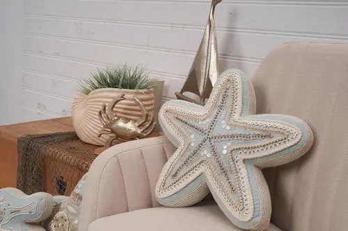 C&F HOME Beaded Starfish Embellished Mini Accent Pillow 14
