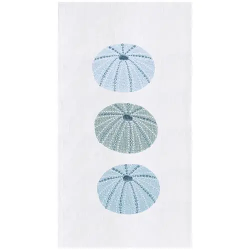 C&F HOME Sea Urchin Shores Kitchen And Bathroom Embroidered Hand Towel - Blue