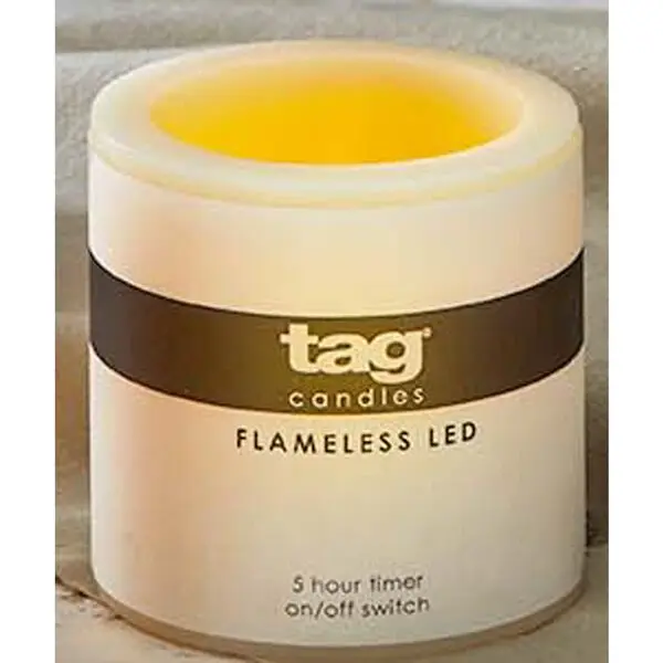 TAG Light Up Led Pillar Candle With Timer Flameless Decor - Beige