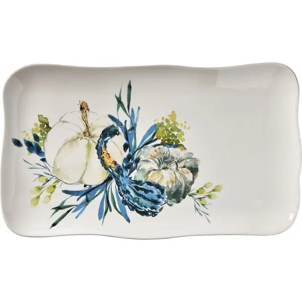 TAG Autumn Botanical Rectangular Serving Platter Multicolor