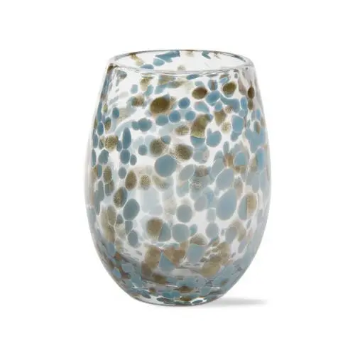 TAG Aqua Confetti Glass Stemless Drinkware Set Of 6