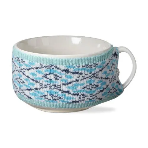 TAG Alpine Sweater Soup Mug Turquoise Bone China Drinkware - Blue