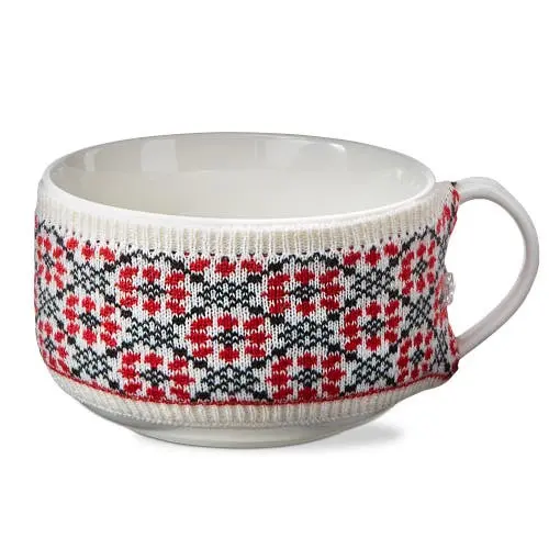 TAG Winter Sketches Flower Sweater Mug Red Blue Bone China - Multicolored