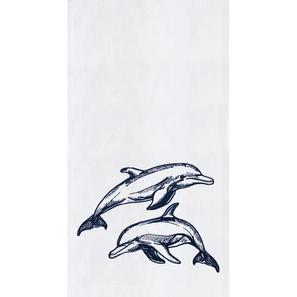 C&F HOME Dolphins Kitchen And Bathroom Embroidered Hand Towel - Blue