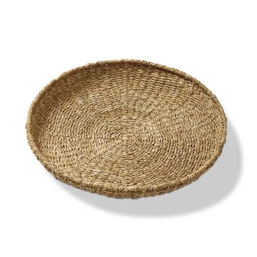 TAG Natural Seagrass Round Serving Tray Perfect For Everyday Use - Beige
