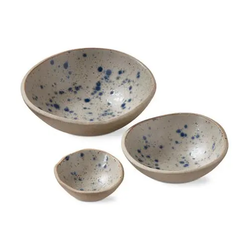TAG Hudson Set Of 3 Porcelain Dining Salad Bowls Multi - Blue