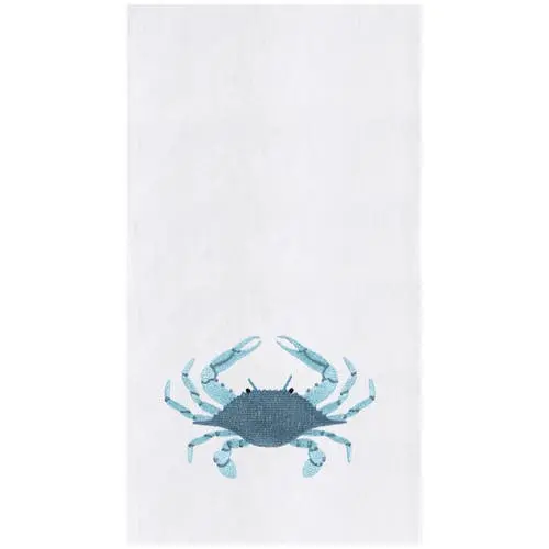 C&F HOME Sea Glass Crab Kitchen And Bathroom Graphic Print Hand Towel - Blue