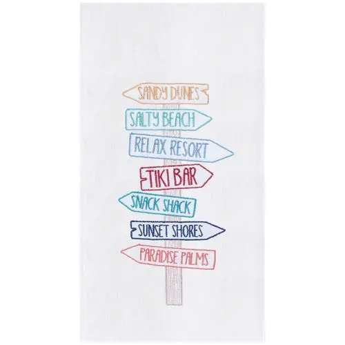 C&F HOME Beach Direction Sign Kitchen And Bathroom Embroidered Hand Towel - Blue