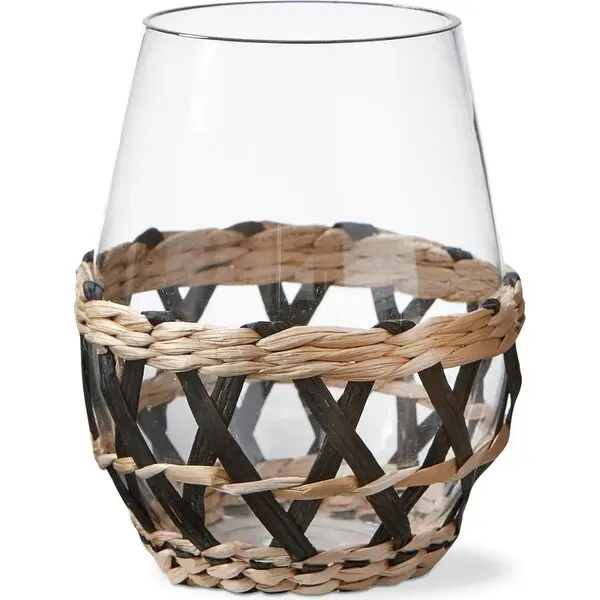 TAG Island Clear Glass With Straw Sleeve Dishwasher Safe - Black