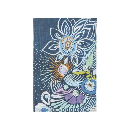 CAROL & FRANK Abstract Floral Cotton Kitchen Dishtowel - Blue