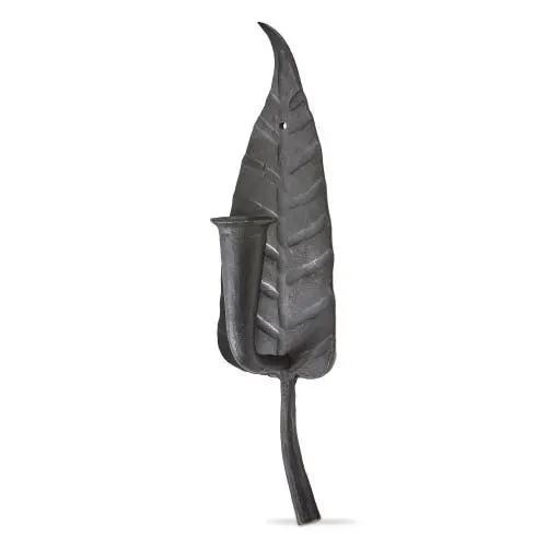 TAG Leaf & Flower Iron Candle Holder Decorative Sconce - Black