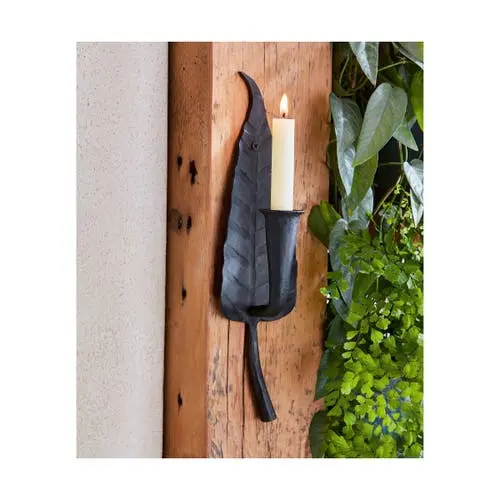 TAG Leaf & Flower Iron Candle Holder Decorative Sconce