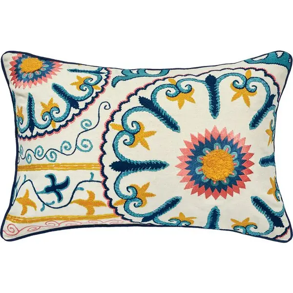 CAROL & FRANK Drew Embroidered Throw Pillow - Blue