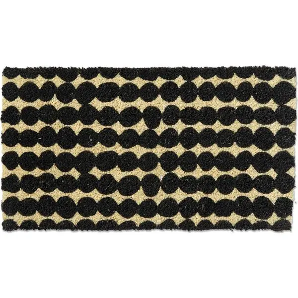 TAG Dots Coir Door Mat Natural Everyday Easy To Clean - Black