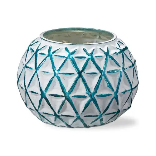 TAG Alina Coastal Turquoise White Tealight Candle Holder - Blue