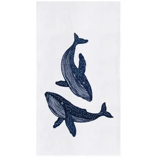 C&F HOME Whales Kitchen And Bathroom Embroidered Hand Towel - Blue