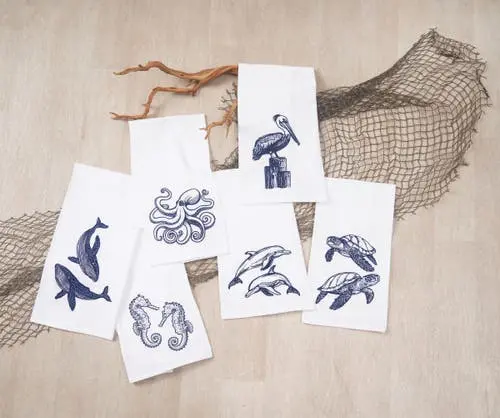 C&F HOME Whales Kitchen And Bathroom Embroidered Hand Towel