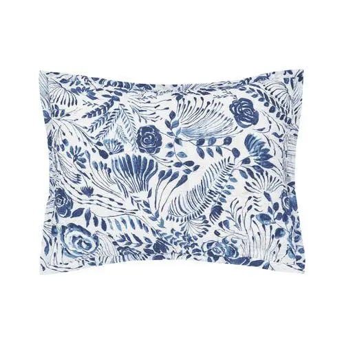 CAROL & FRANK 20" X 26" Starla Floral Flowers Decorative Standard Pillow Sham - Blue