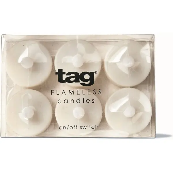 TAG Set Of 6 Ivory Led Tealights Flameless Candles Everyday Use - Beige