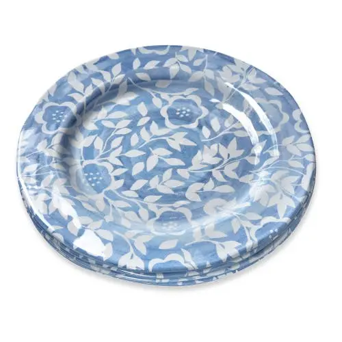TAG Cote White Flower Melamine Salad Plate Dishwasher Safe - Blue