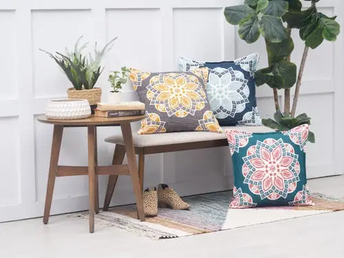 C&F HOME Mary Geometric Medallion Cotton Decorative Throw Pillow - Blue