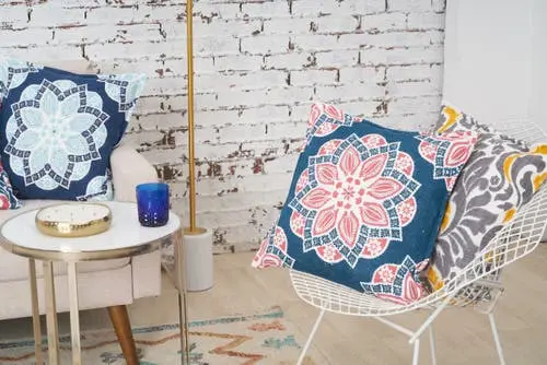 C&F HOME Mary Geometric Medallion Cotton Decorative Throw Pillow - Blue