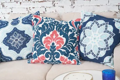 C&F HOME Mary Geometric Medallion Cotton Decorative Throw Pillow - Blue