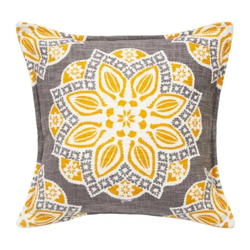C&F HOME Mary Geometric Medallion Cotton Decorative Throw Pillow - Yellow