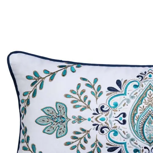 C&F HOME Bailey Medallion Embroidered Cotton Blend Accent Pillow 12" X 24