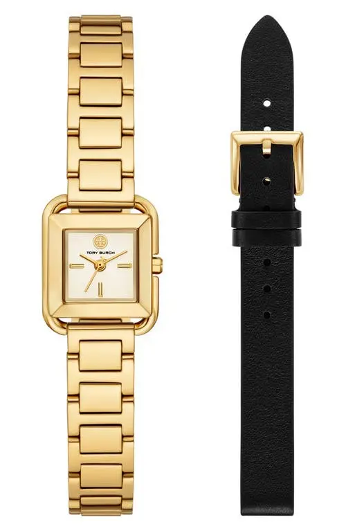 Tory Burch Kira Square Bracelet Watch Set - Gold