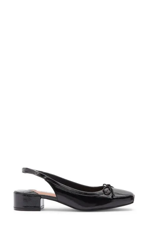 Steve Madden Loved Square Toe Patent Leather Slingback Pump - Black Crinkle Patent