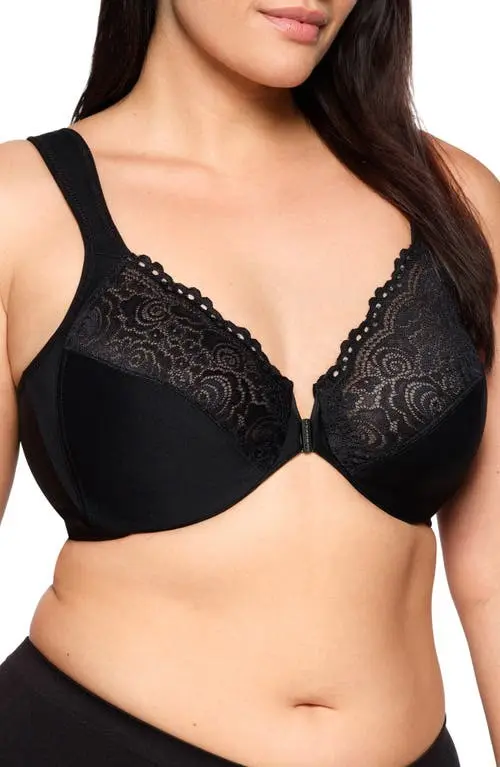 GLAMORISE Posture Back Wonderwire Underwire Front Closure Bra - Black