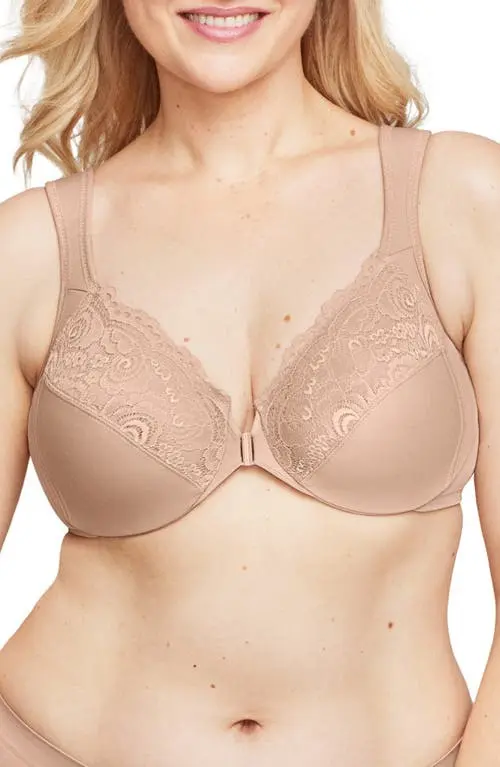 GLAMORISE Posture Back Wonderwire Underwire Front Closure Bra - Cafe