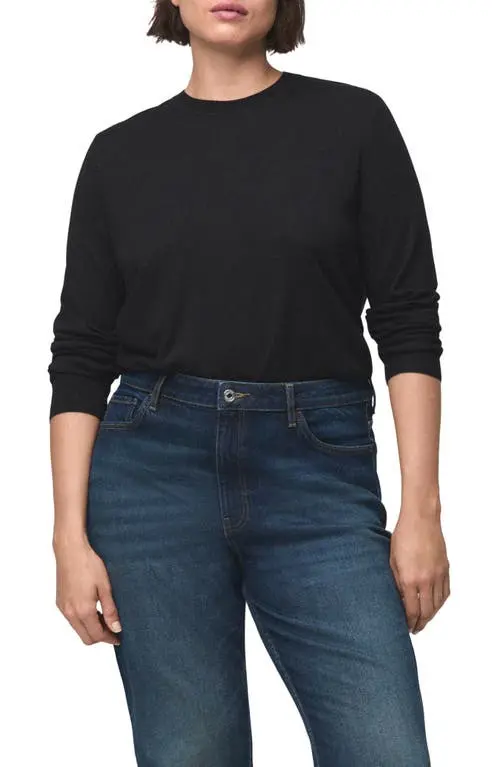 Mango Fine Knit Crewneck Sweater - Black