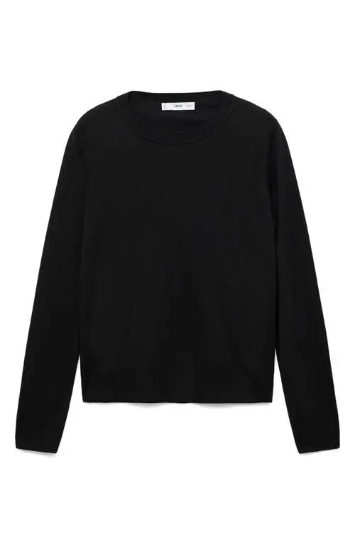 Mango Fine Knit Crewneck Sweater - Black